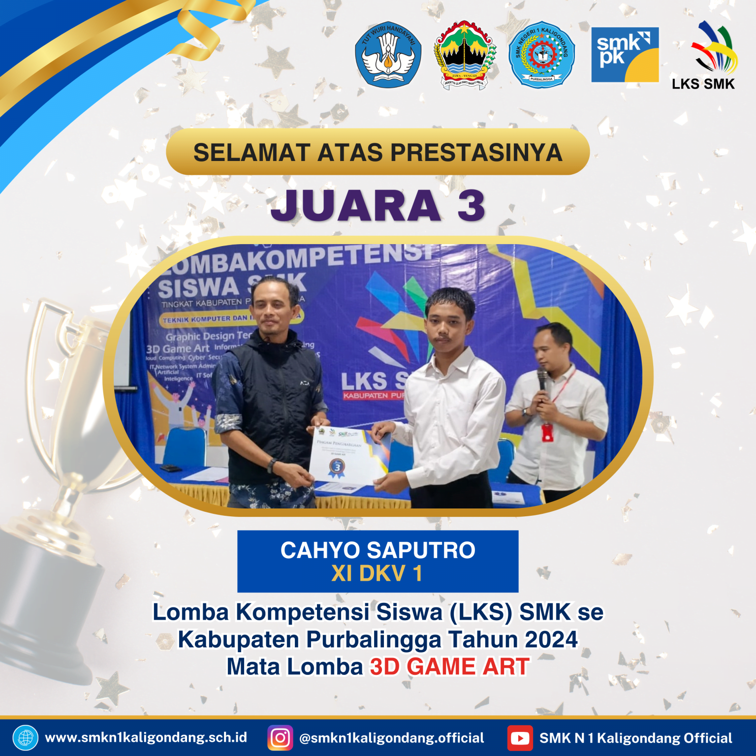 Juara 3 LKS SMK – 3D Game Art – SMK N 1 KALIGONDANG